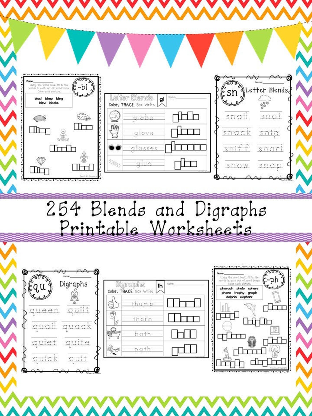 254 Blends and Digraphs Worksheets Download. 1st-3rd Grade ELA. ZIP ...