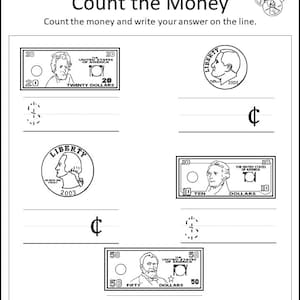 20 Printable Count and Add the Money Worksheets. Kdg.-2nd Grade Math ...