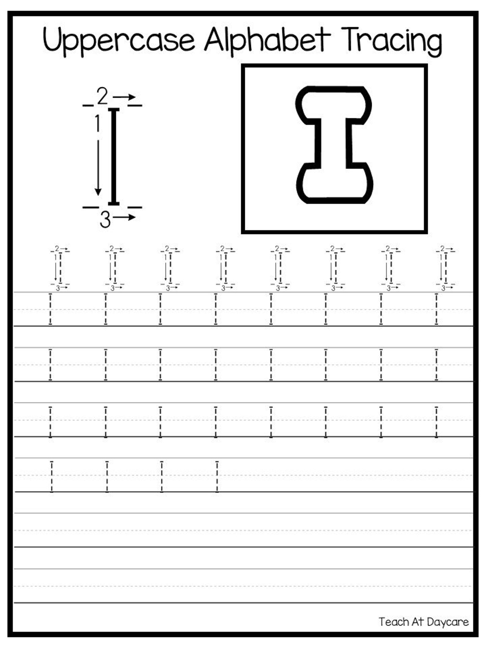 26 Printable Uppercase Alphabet Tracing Worksheets. - Etsy