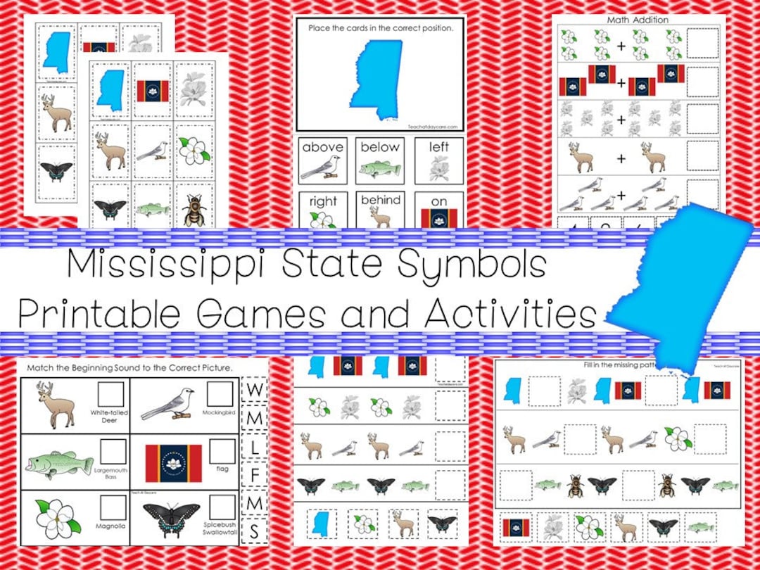 30 Mississippi State Symbols Themed Learning Games Download. ZIP File ...