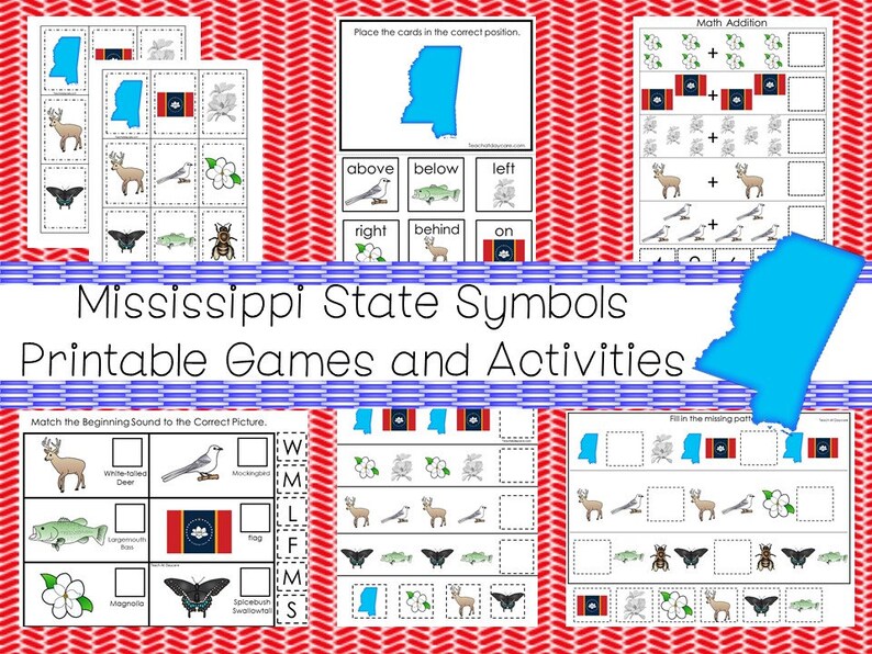 30 Mississippi State Symbols Themed Learning Games Download. | Etsy