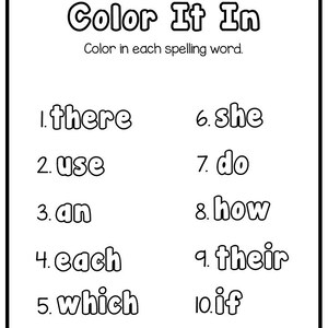 Fry First Hundred Words 41-50 Single Week Spelling Unit. Trace, Box ...