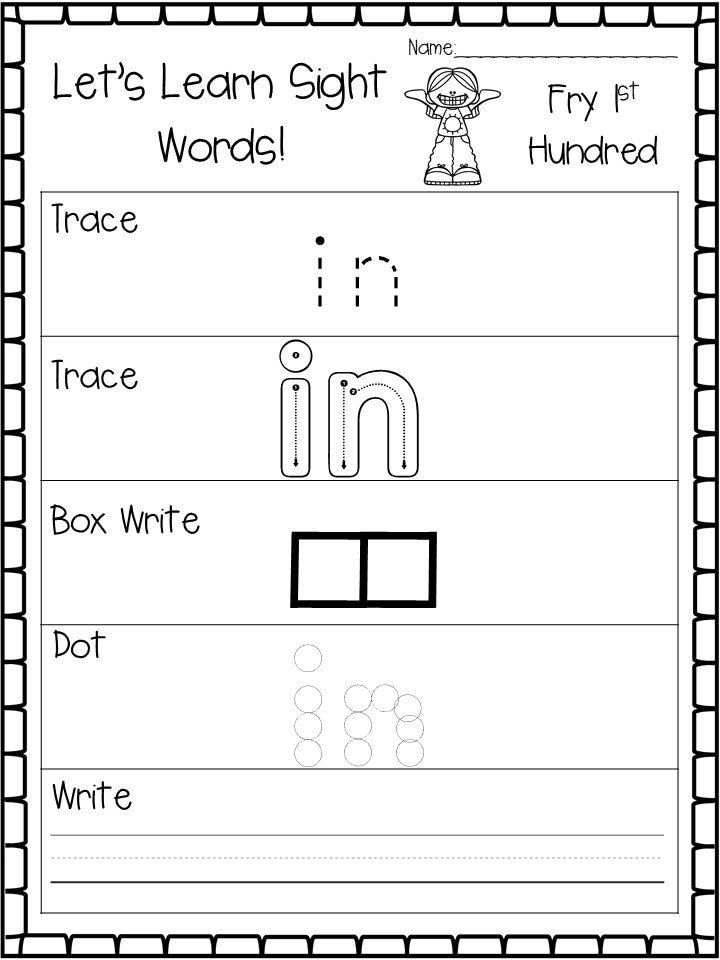100 Printable Let's Learn Fry 1st Hundred Sight Words Worksheets ...