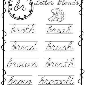 20 Printable Cursive Blends Trace the Word Worksheets. Kindergarten-2nd ...