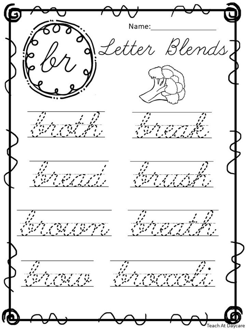 20 Printable Cursive Blends Trace the Word Worksheets. - Etsy