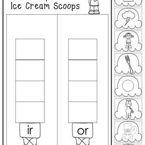 10 Printable R-controlled Vowel Words Ice Cream Worksheets ...