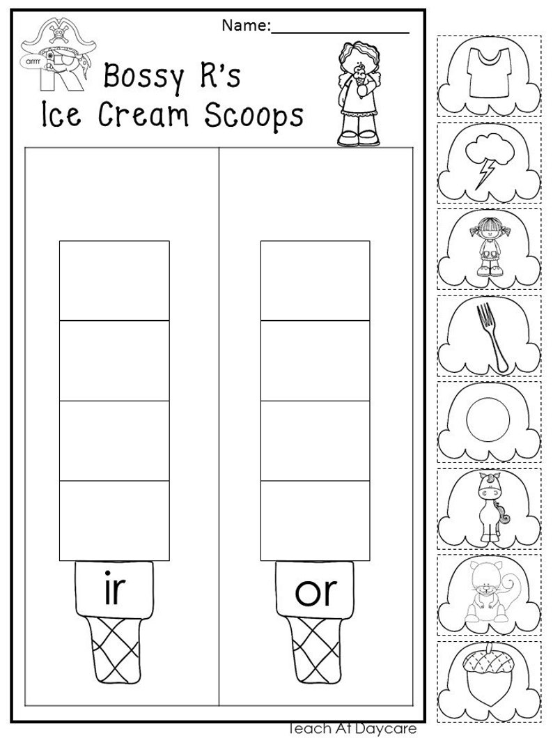 10 Printable R-controlled Vowel Words Ice Cream Worksheets ...