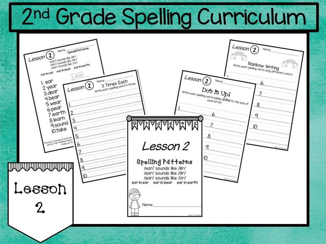 2nd Grade Spelling Curriculum Unit. 38 Weekly Lessons. Prints 663 Pages ...