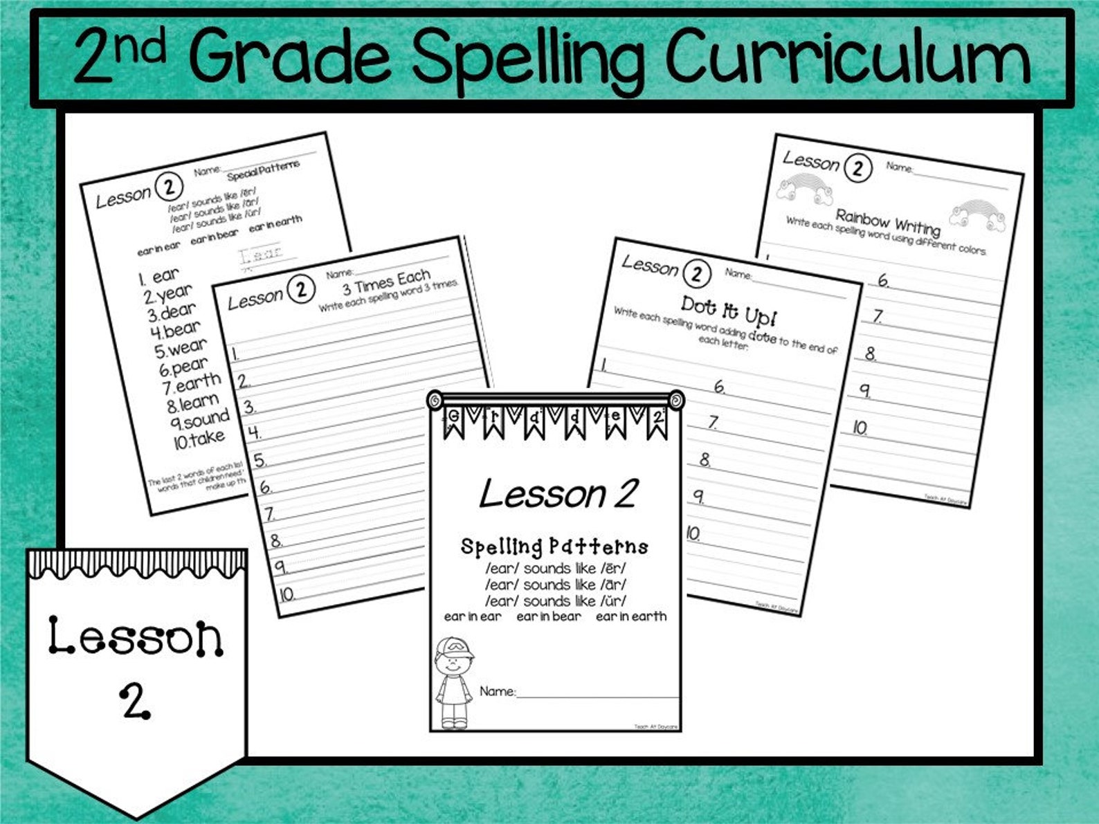 2nd Grade Spelling Curriculum Unit. 38 Weekly Lessons. Prints - Etsy