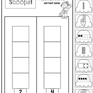 21 Printable Subitizing Numbers Ice Cream Scoops Worksheets. Preschool ...