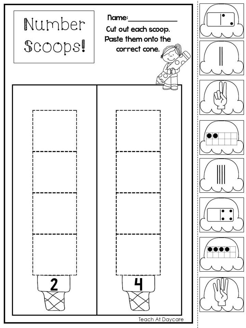 21 Printable Subitizing Numbers Ice Cream Scoops Worksheets. Preschool ...