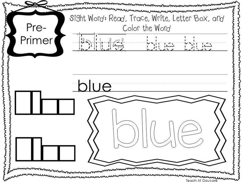 40 Printable Dolch Pre-primer Read Trace Write Box Write - Etsy