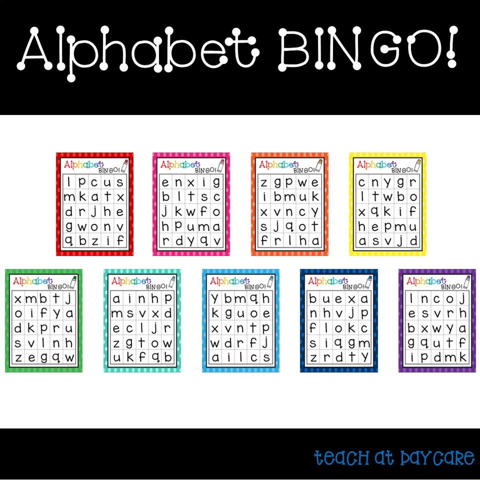Alphabet BINGO Game and Worksheets. Color & Black and White. - Etsy