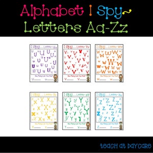 26 Alphabet I Spy Letters A-Z Games and Worksheets. Color & Black and ...