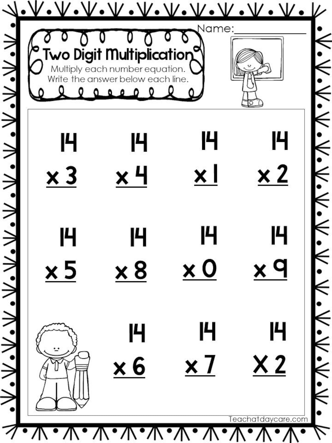 15 Printable Two Digit Multiplication Worksheets. Numbers - Etsy