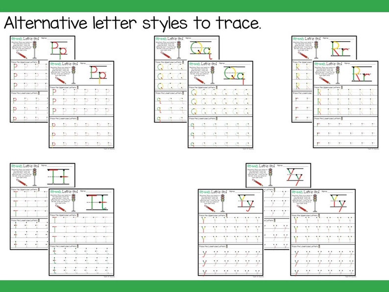 38 Green Let's Go Alphabet Tracing Worksheets. Letter - Etsy