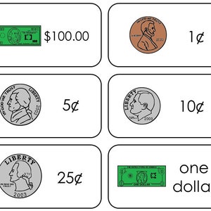 Printable Money Flashcards. Preschool Thru Third Grade Educational Math ...