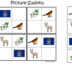 30 Michigan State Symbols Themed Learning Games Download. ZIP File ...