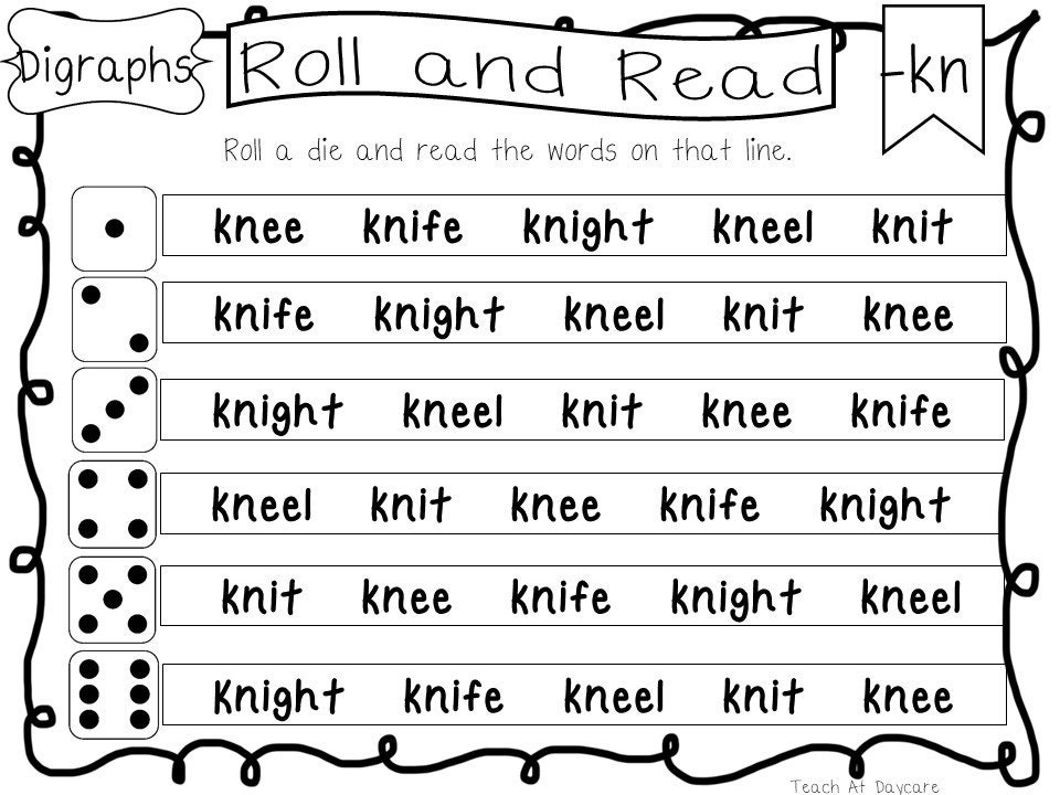 10 Printable Digraphs Roll and Read Worksheets. | Etsy India