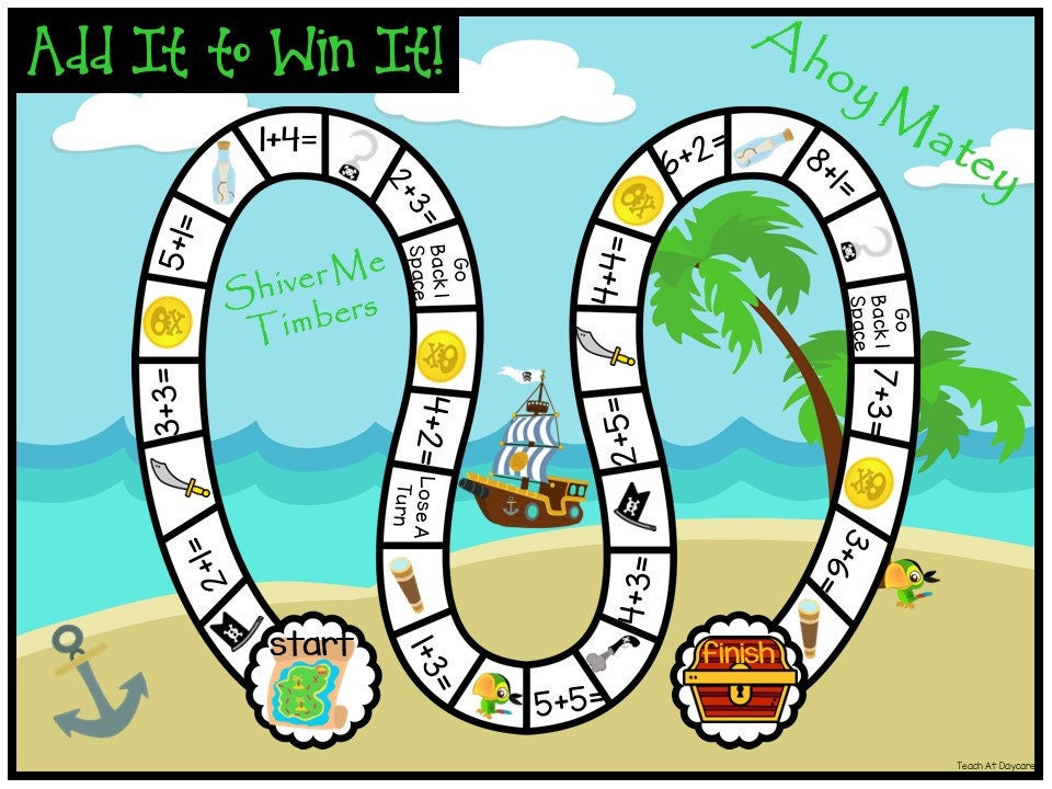 10 Printable Pirates Themed Kindergarten Math Center Games and ...