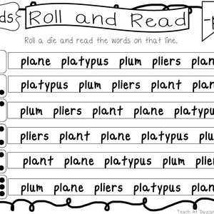 20 Printable Blends Roll and Read Worksheets. Kindergarten-2nd Grade ...