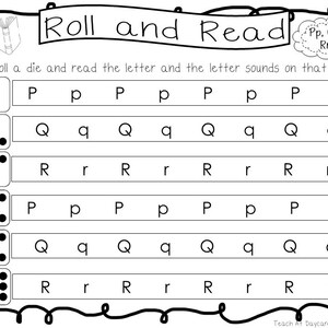 13 Roll and Read Letter Sounds Worksheets. Preschool-1st Grade Phonics ...