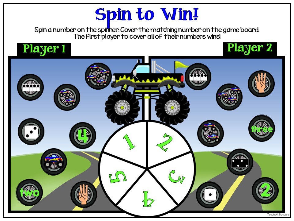 10 Printable Monster Truck Themed Kindergarten Math Center Games and ...
