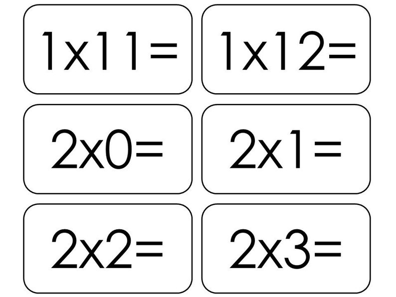 169 Printable Multiplication Flashcards. Facts 0-12. 1st Grade | Etsy