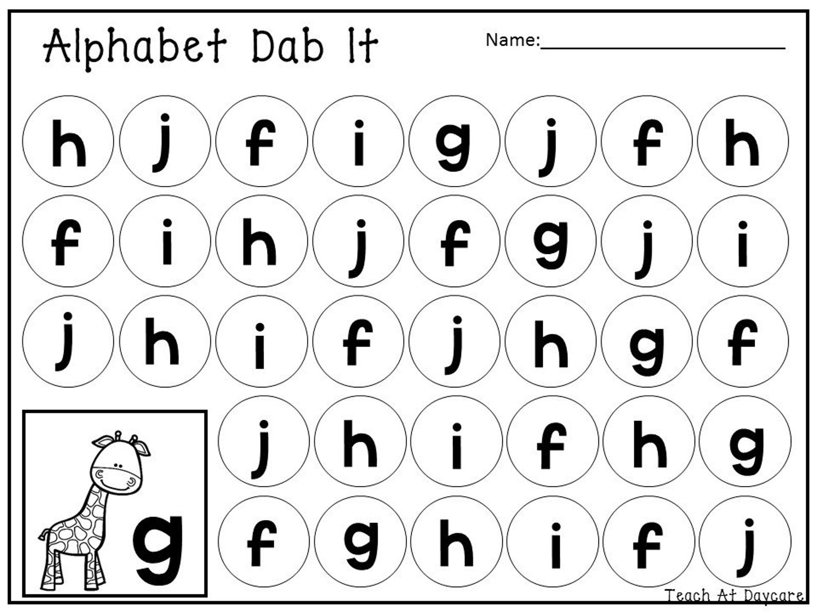26 Printable Alphabet Lowercase Dab It Worksheets. Preschool-kdg ...