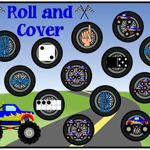 10 Printable Monster Truck Themed Kindergarten Math Center Games and ...