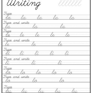 21 Cursive Handwriting Worksheets. Consonant and Vowel Tracing in a PDF ...