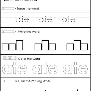 52 Printable Dolch Primer Word Work Worksheets. Kindergarten ...