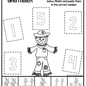 15 Printable Fall Match the Picture to the Number Worksheets. Preschool ...