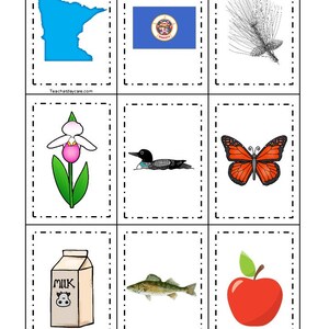 30 Minnesota State Symbols Themed Learning Games Download. ZIP File ...