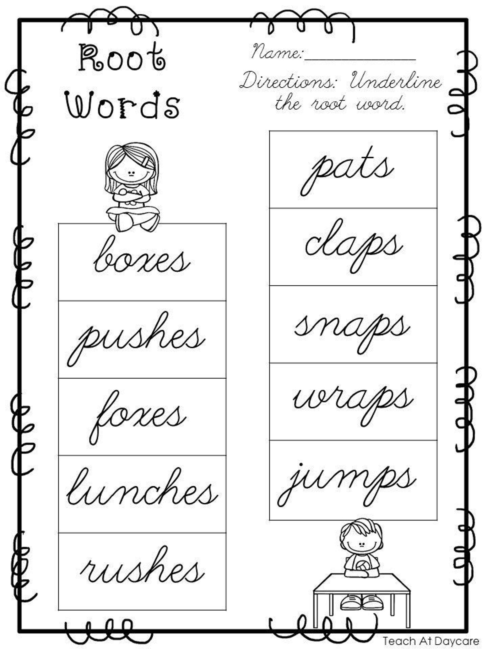 10 Printable Cursive Root Words Worksheets. 1st-3rd Grade ELA - Etsy