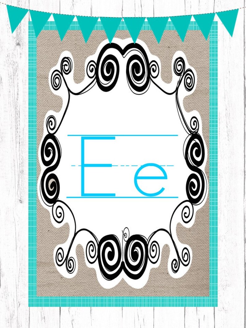 26 Printable Farmhouse and Teal Alphabet Posters. 8x10 - Etsy