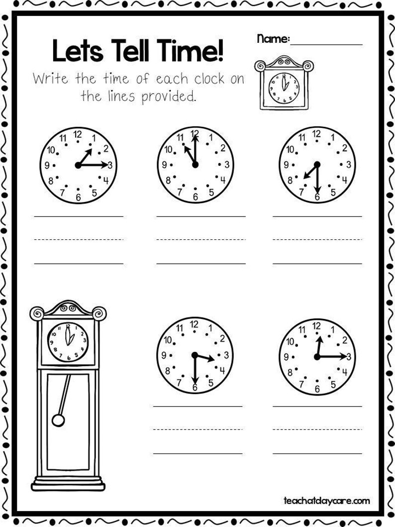 10 Printable Let's Tell Time Worksheets. Kdg.2nd Grade - Etsy