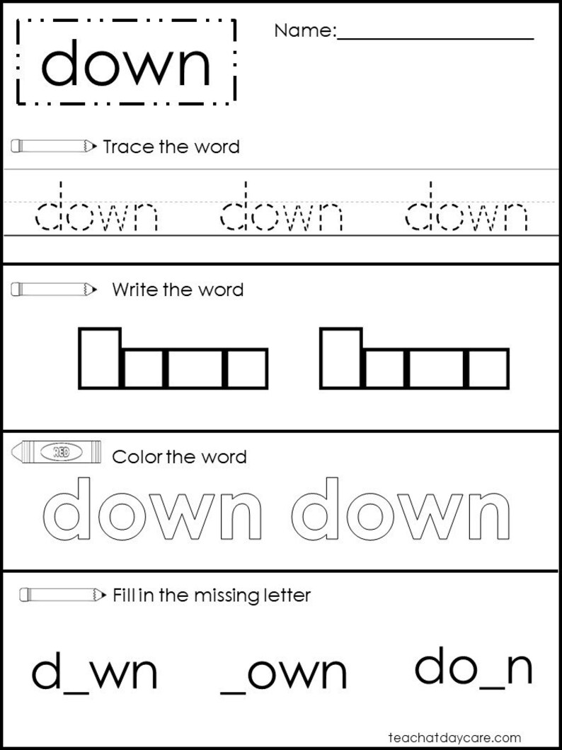 40 Printable Dolch Pre-primer Word Work Worksheets. Prek-kindergarten ...