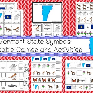 30 Vermont State Symbols Themed Learning Games Download. ZIP File ...