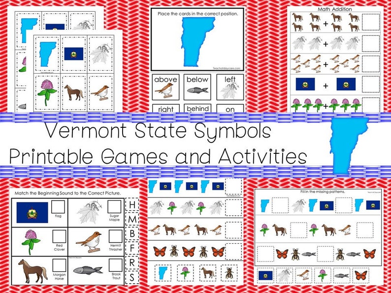 30 Vermont State Symbols Themed Learning Games Download. ZIP - Etsy