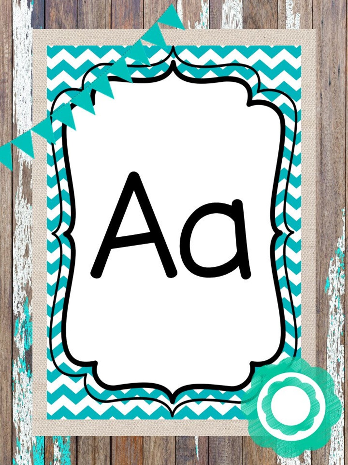 Buy 26 Printable Rustic and Teal Alphabet Posters. 8x10 Classroom ...