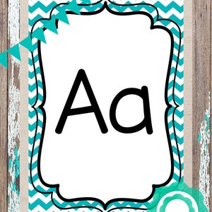 26 Printable Rustic and Teal Alphabet Posters. 8x10 Classroom ...