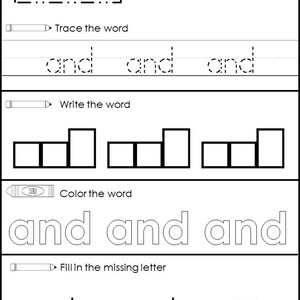 40 Printable Dolch Pre-primer Word Work Worksheets. Prek-kindergarten ...