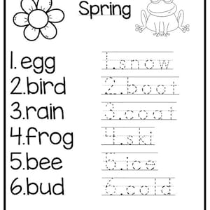 Kindergarten Spring Themed Words Spelling Unit. Single Week ...