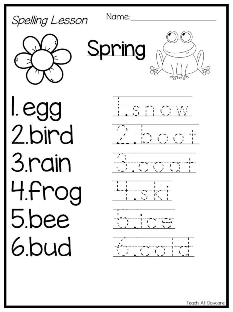 Kindergarten Spring Themed Words Spelling Unit. Single Week - Etsy