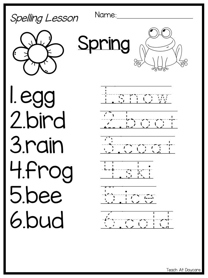 Kindergarten Spring Themed Words Spelling Unit. Single Week ...