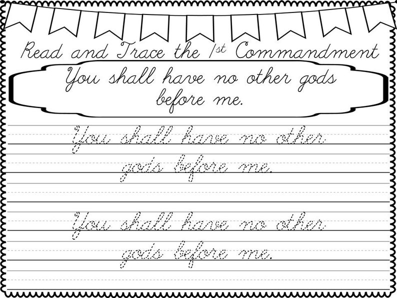 10 Commandments Tracing and Handwriting Worksheets. | Etsy