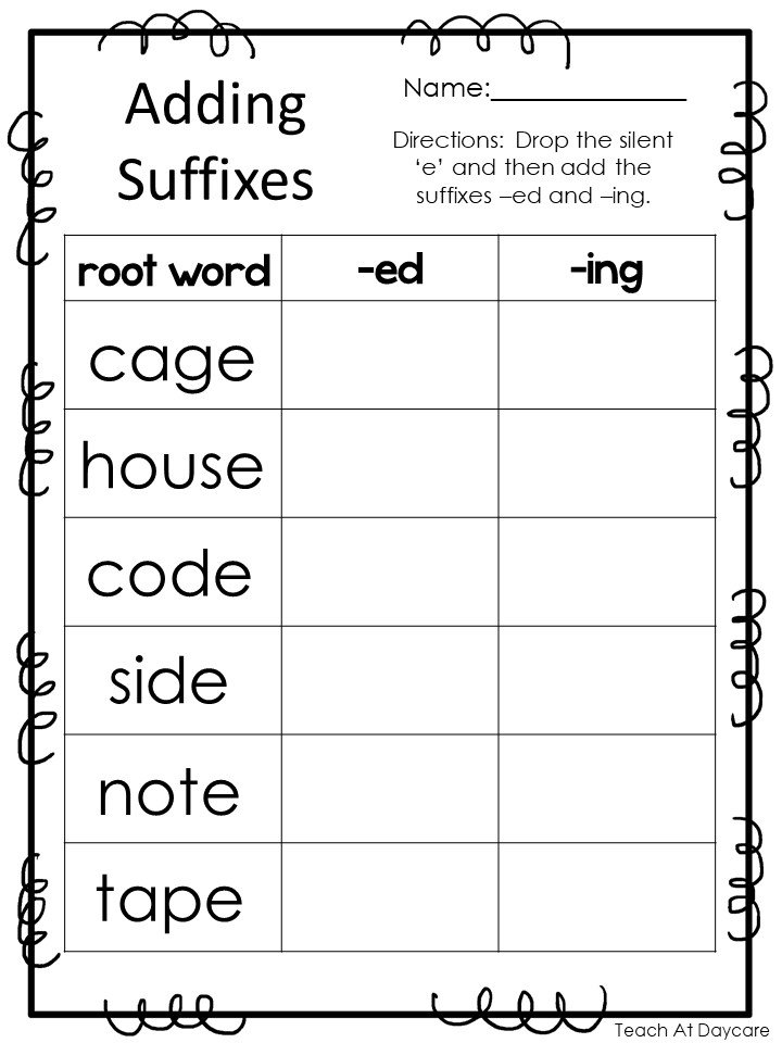Suffix Ed Worksheets