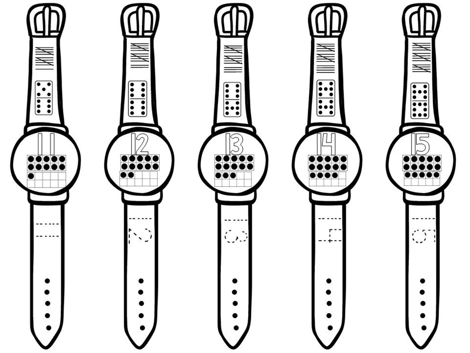 4 Printable Number Watches. Numbers 1-10. Preschool-kindergarten ...