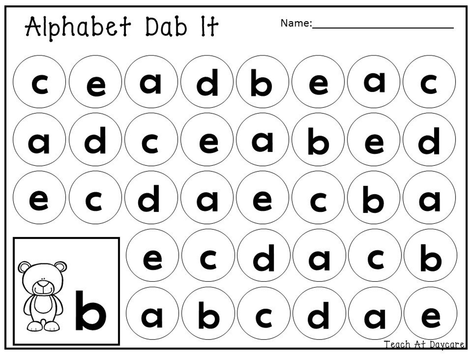 26 Printable Alphabet Lowercase Dab It Worksheets. Preschool-kdg ...